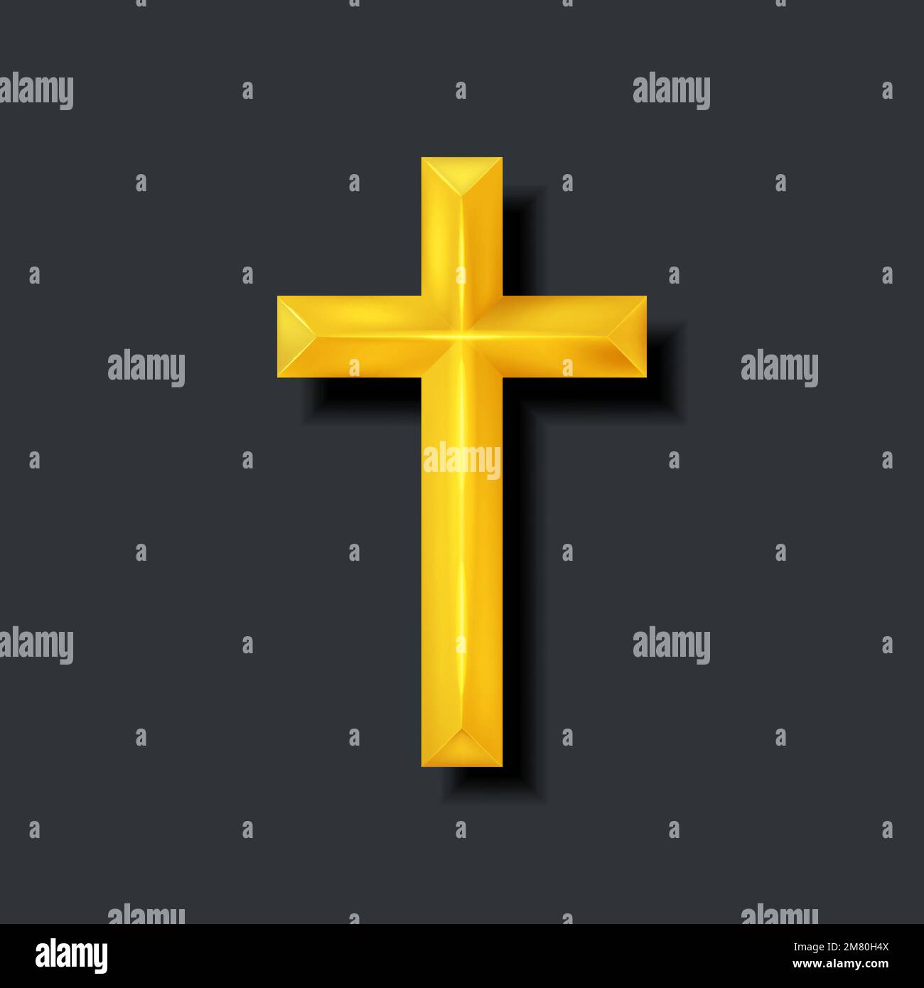 Golden Christian cross. Realistic cross isolated on background. Vector ...