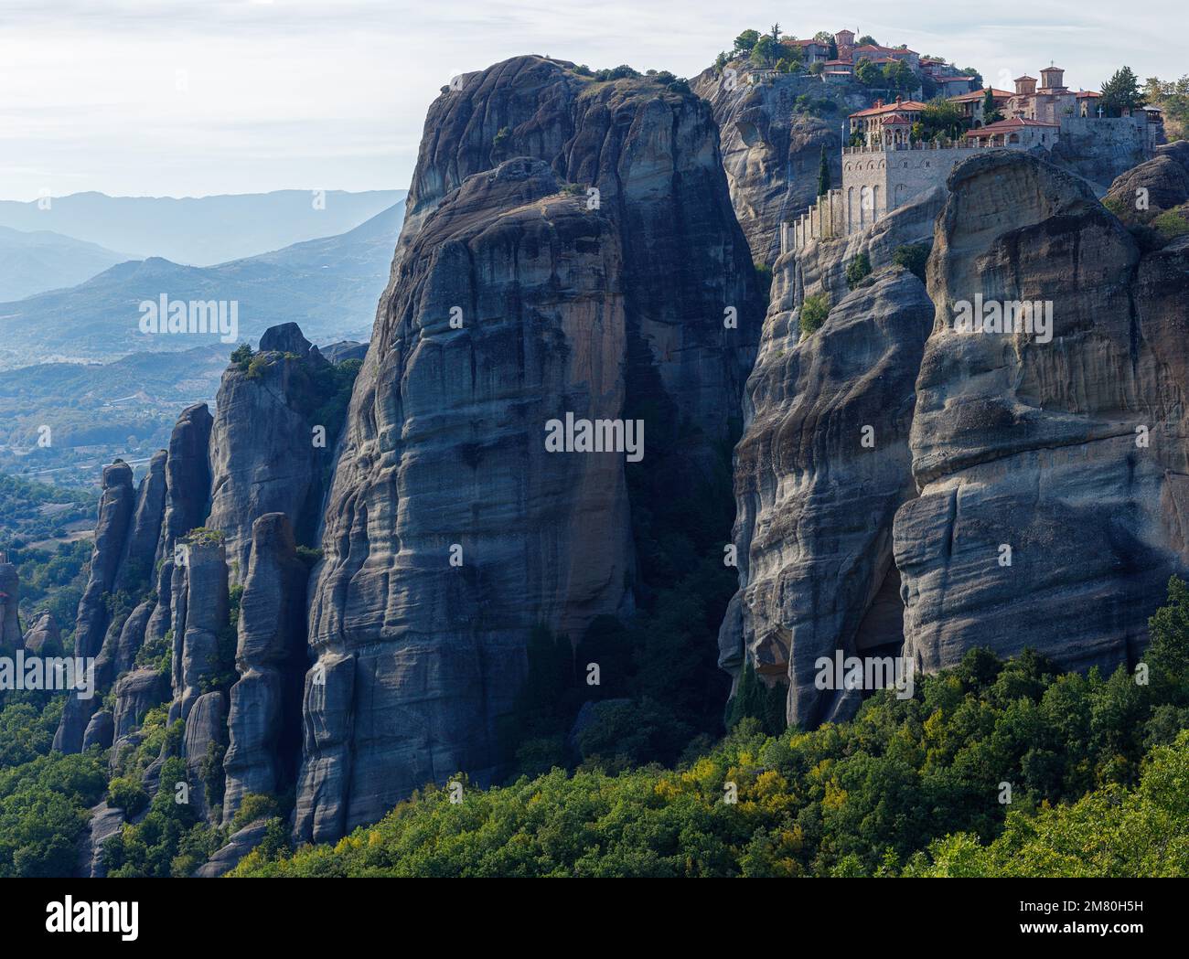 Monasteries of Varlaam and Great Meteoron on the cliffs of Meteora ...