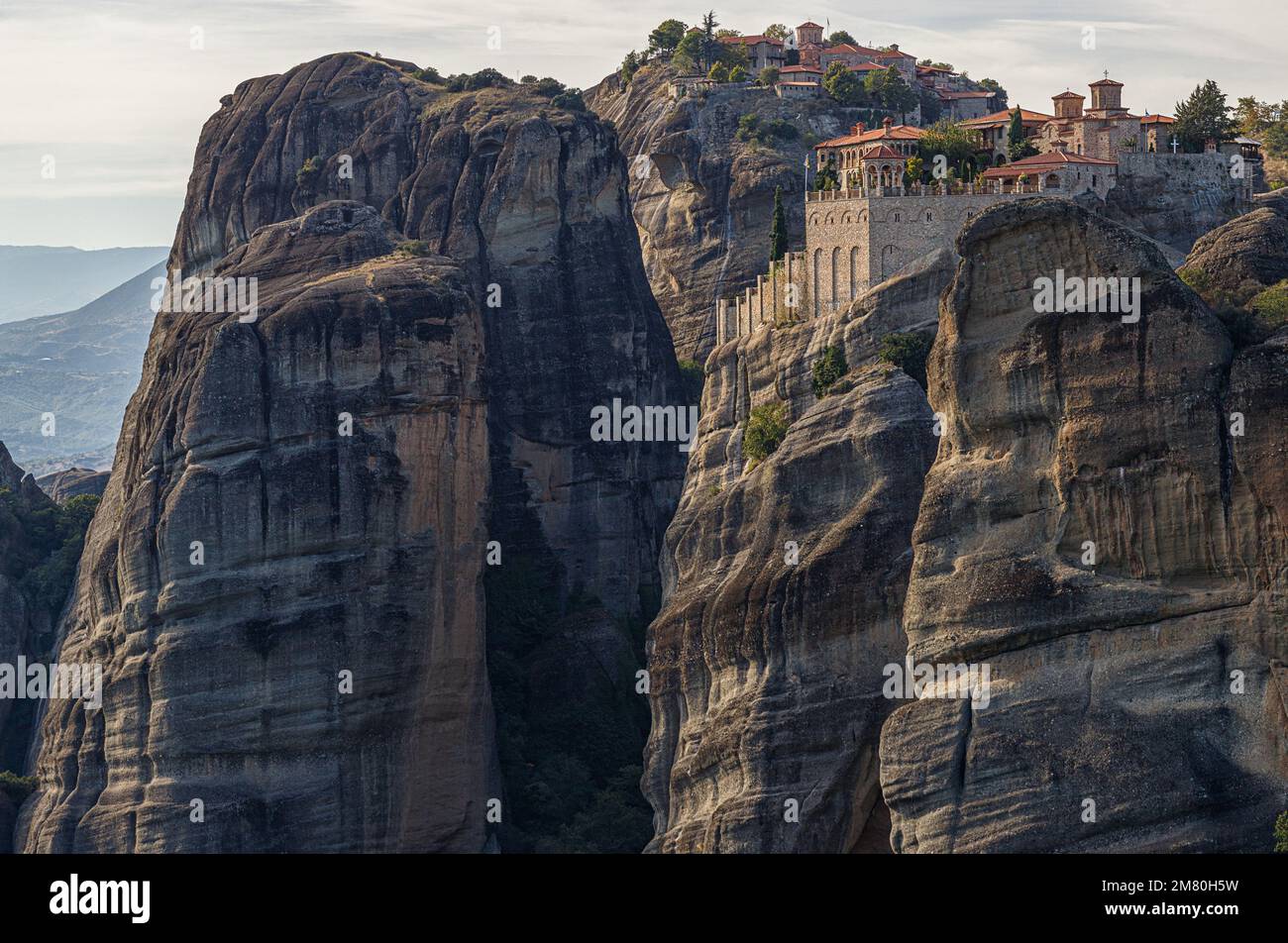 Monasteries of Varlaam and Great Meteoron on the cliffs of Meteora ...