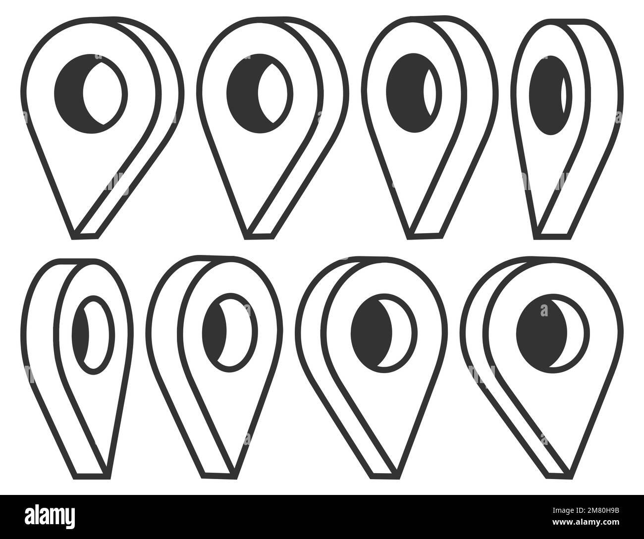 Set of Map pointer. Location symbols. Web location point icon, pointer arrow mark. Vector ...