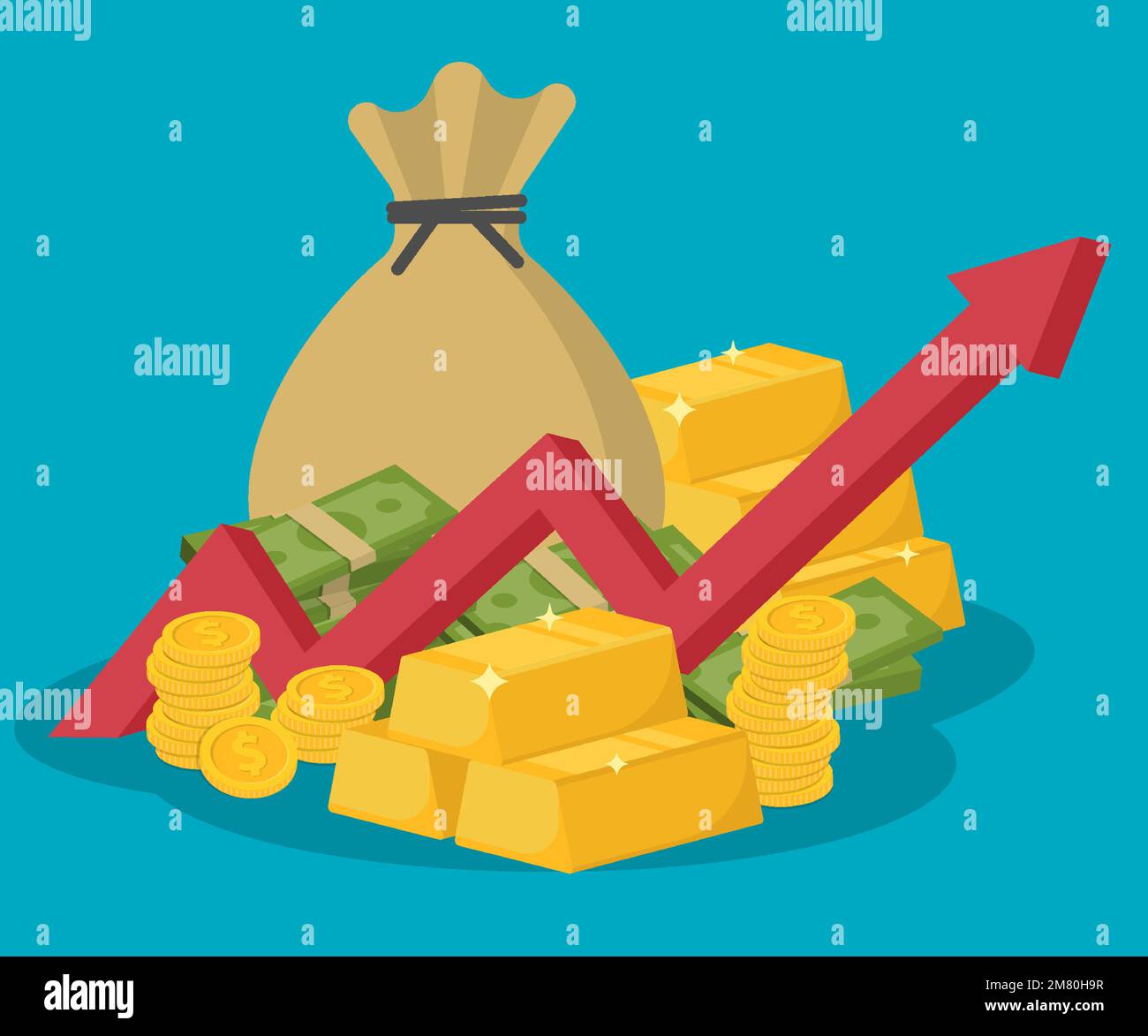 Income growth chart, banking services, financial report graph concept ...