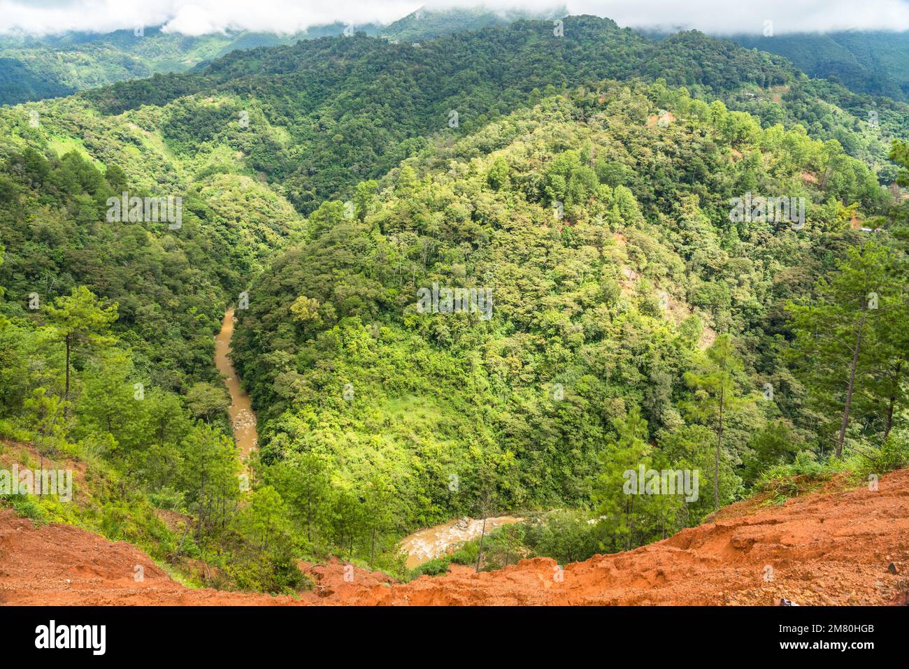 The Rio Copalito or Copalito River in a steep valley in the Sierra ...