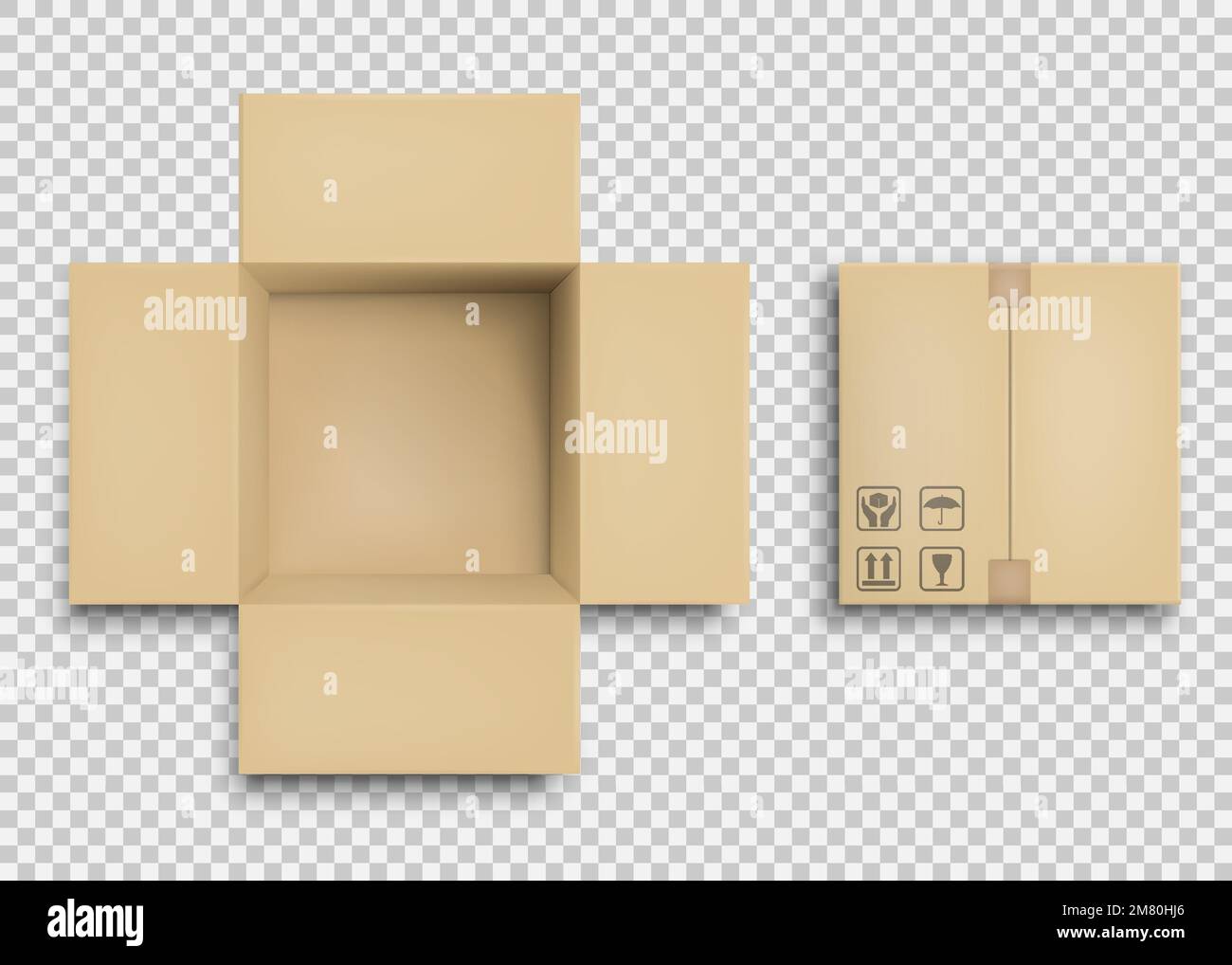 Empty open and closed cardboard box. Vector illustration. Eps 10 Stock ...