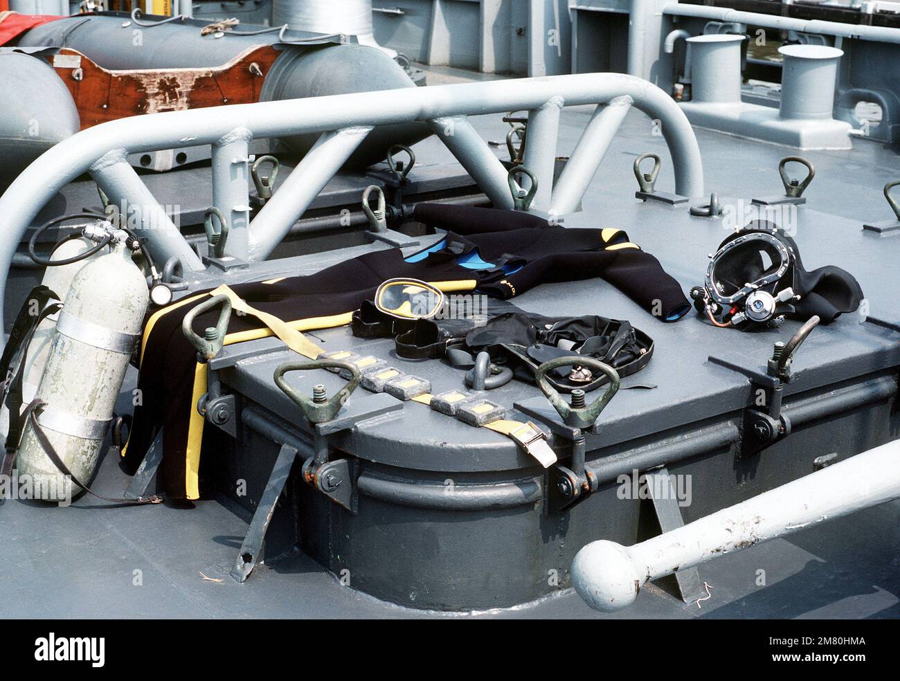 A complete Mark 1 diving gear suit is on display aboard the salvage ...