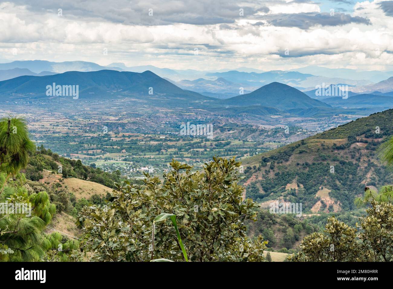 Looking down into the Ocotlan arm of the Oaxaca Central Valleys from El ...