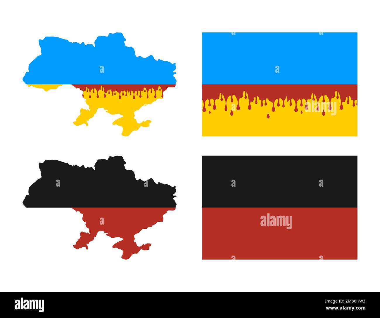 Ukraine map in blood. Abstract patriotic ukrainian flag. Oun upa flag ...