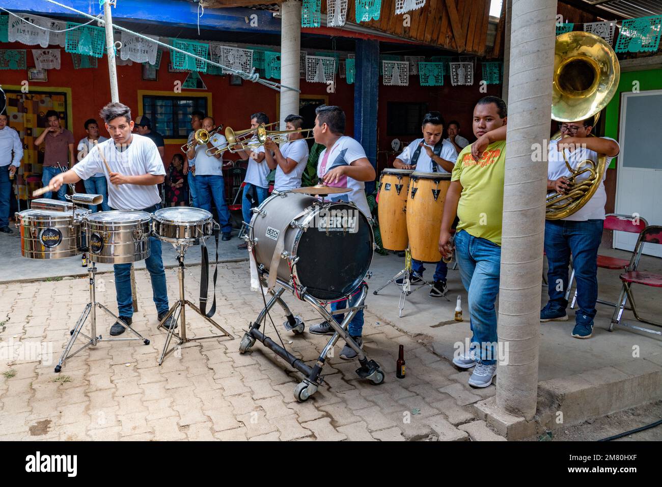 A band playing for a dance celebrating the Fiesta of Santa Isabel in ...