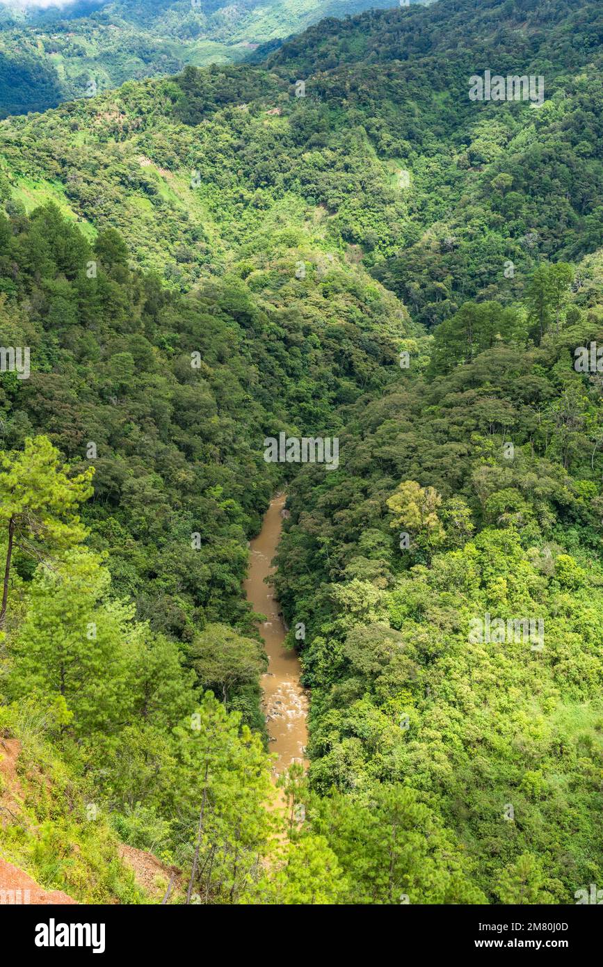 The Rio Copalito or Copalito River in a steep valley in the Sierra ...