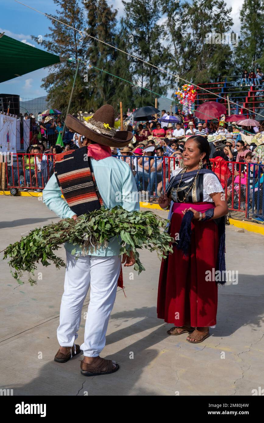 Dancers from Zaachila dance the traditional jarabe at the Guelaguetza ...