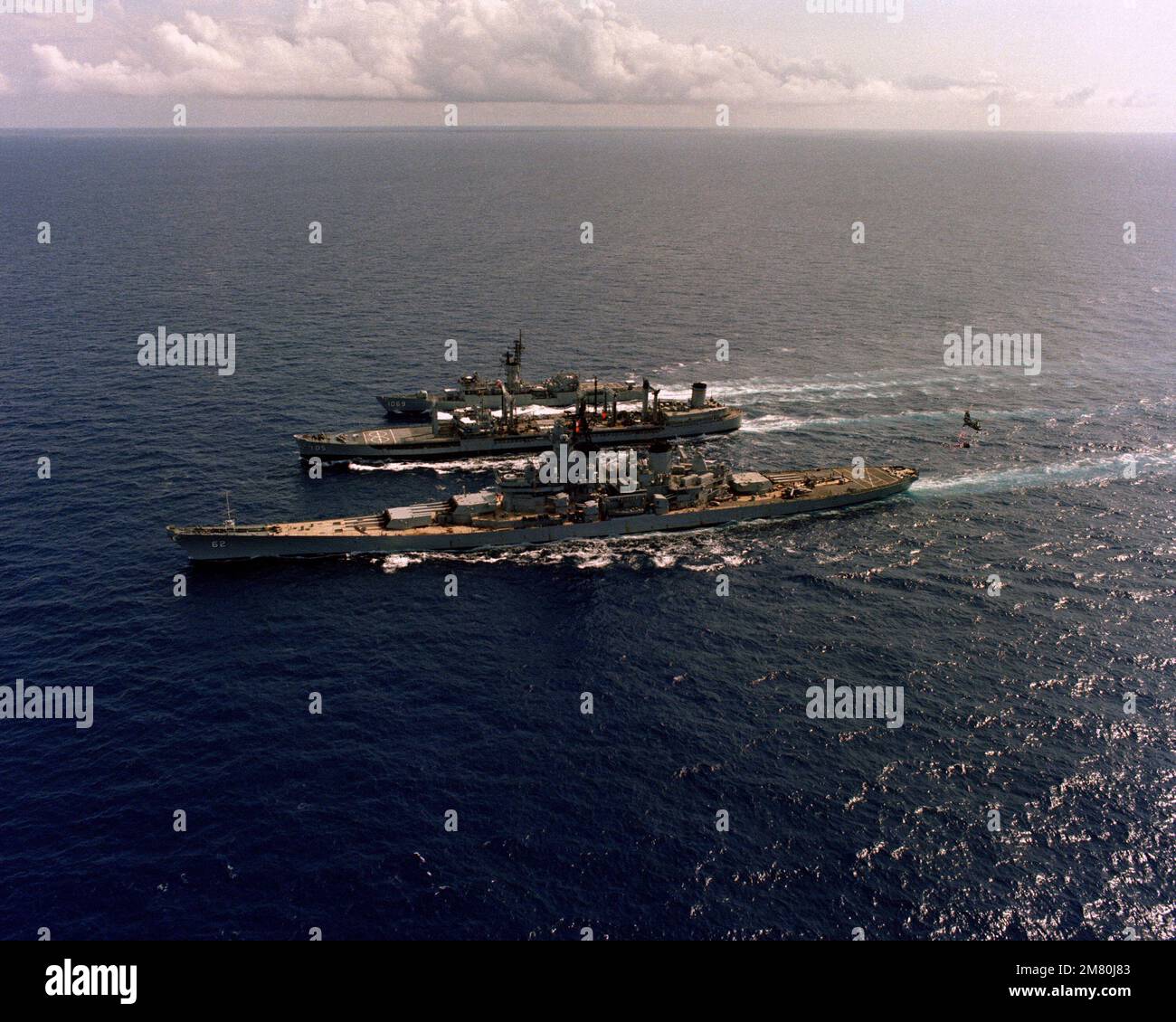 The battleship USS NEW JERSEY (BB-63) takes part in underway ...
