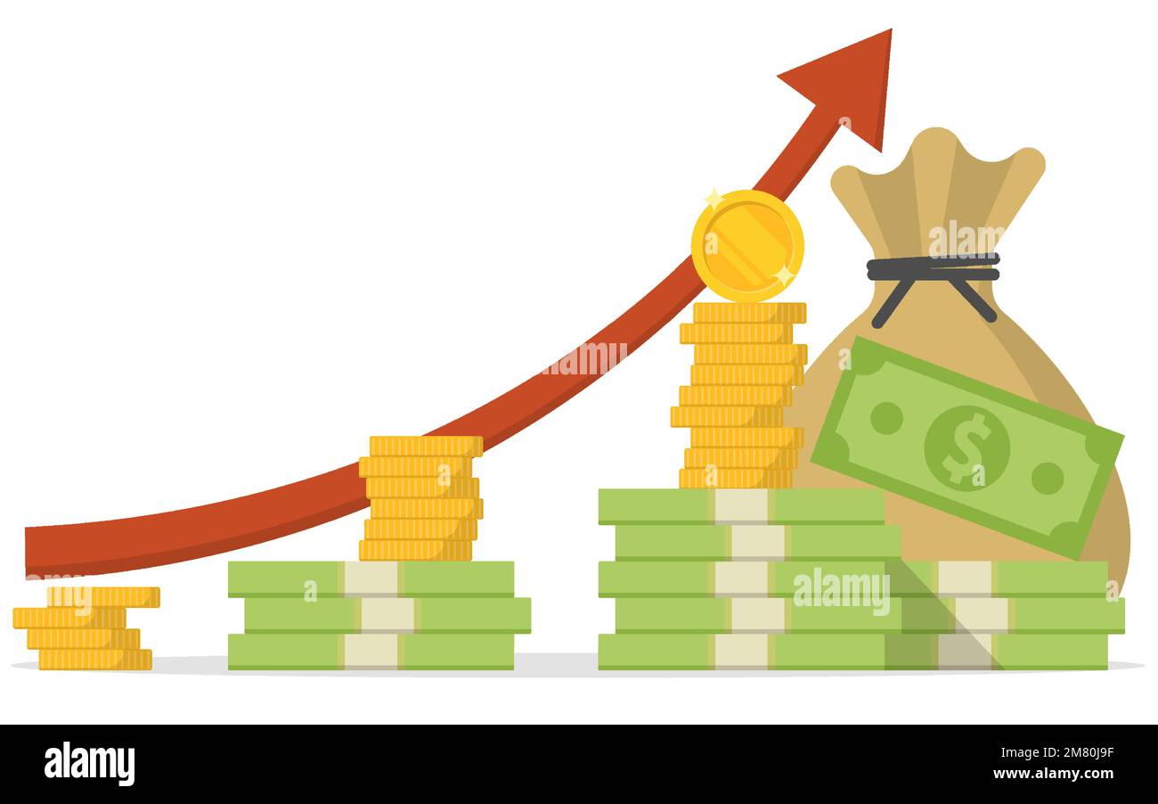 Income growth chart, banking services, financial report graph concept ...