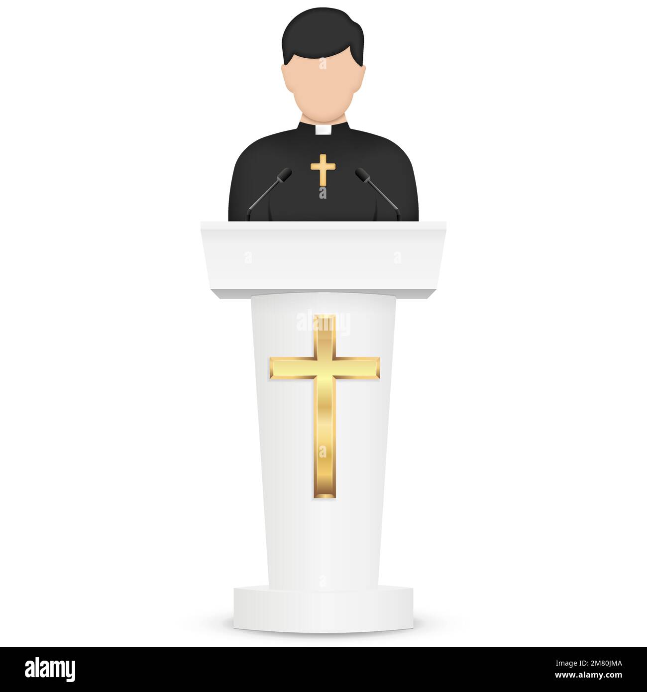 Priest giving speech from tribune. Catholic preacher person. Pastor ...