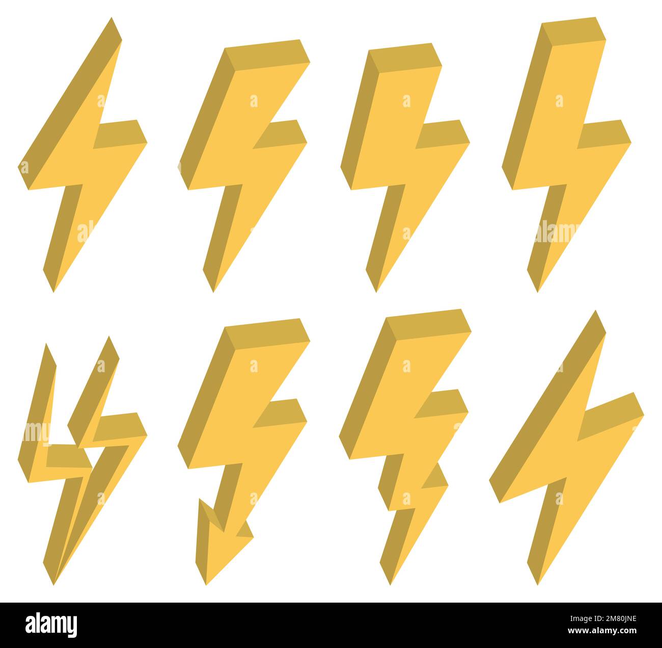 3D lightning bolts vector logo set. Power and electric symbols. Vector ...