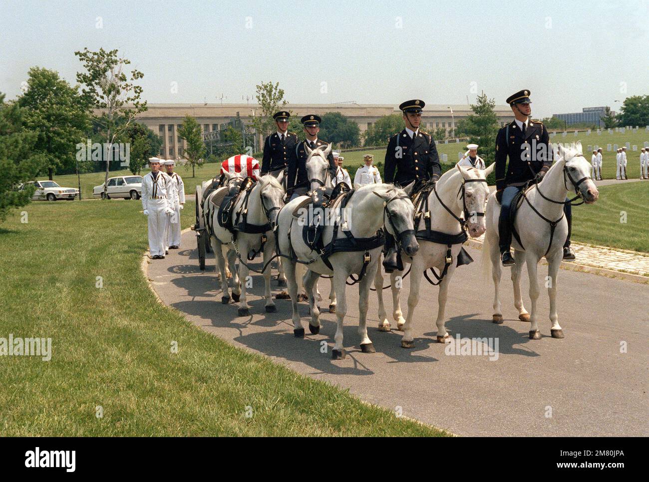 The 3rd U.S. Infantry (The Old Guard) horse-drawn caisson carries the ...