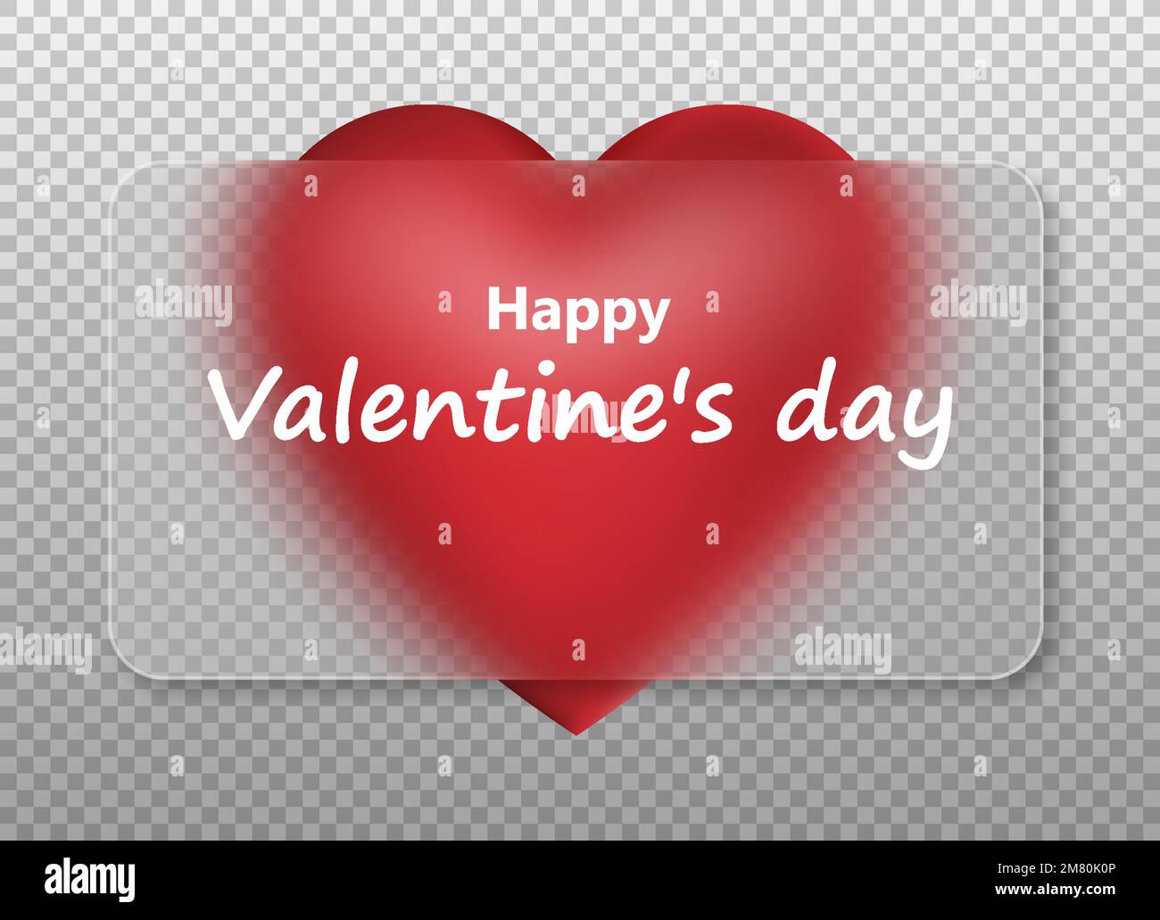 Blurred hearts. Transparent glass square card design. Valentines day ...