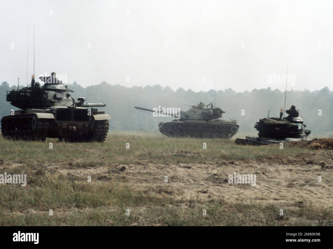 Three M-60A3 main battle tanks of the 1ST Bn., 108th Armor, 48th Bde ...