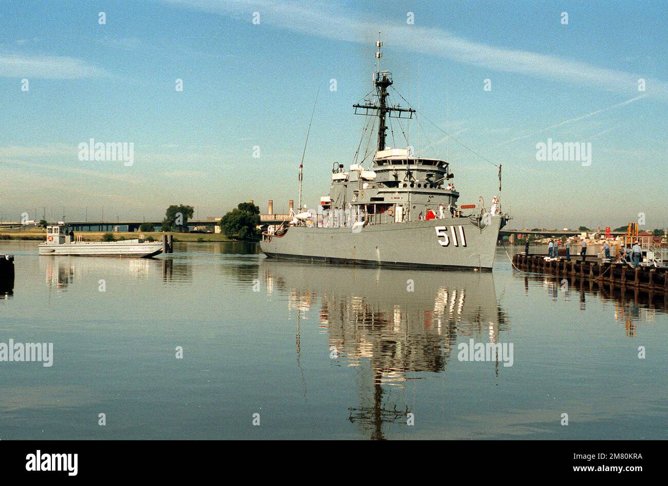 A starboard bow view of the ocean minesweeper USS AFFRAY (MSO-511) as ...