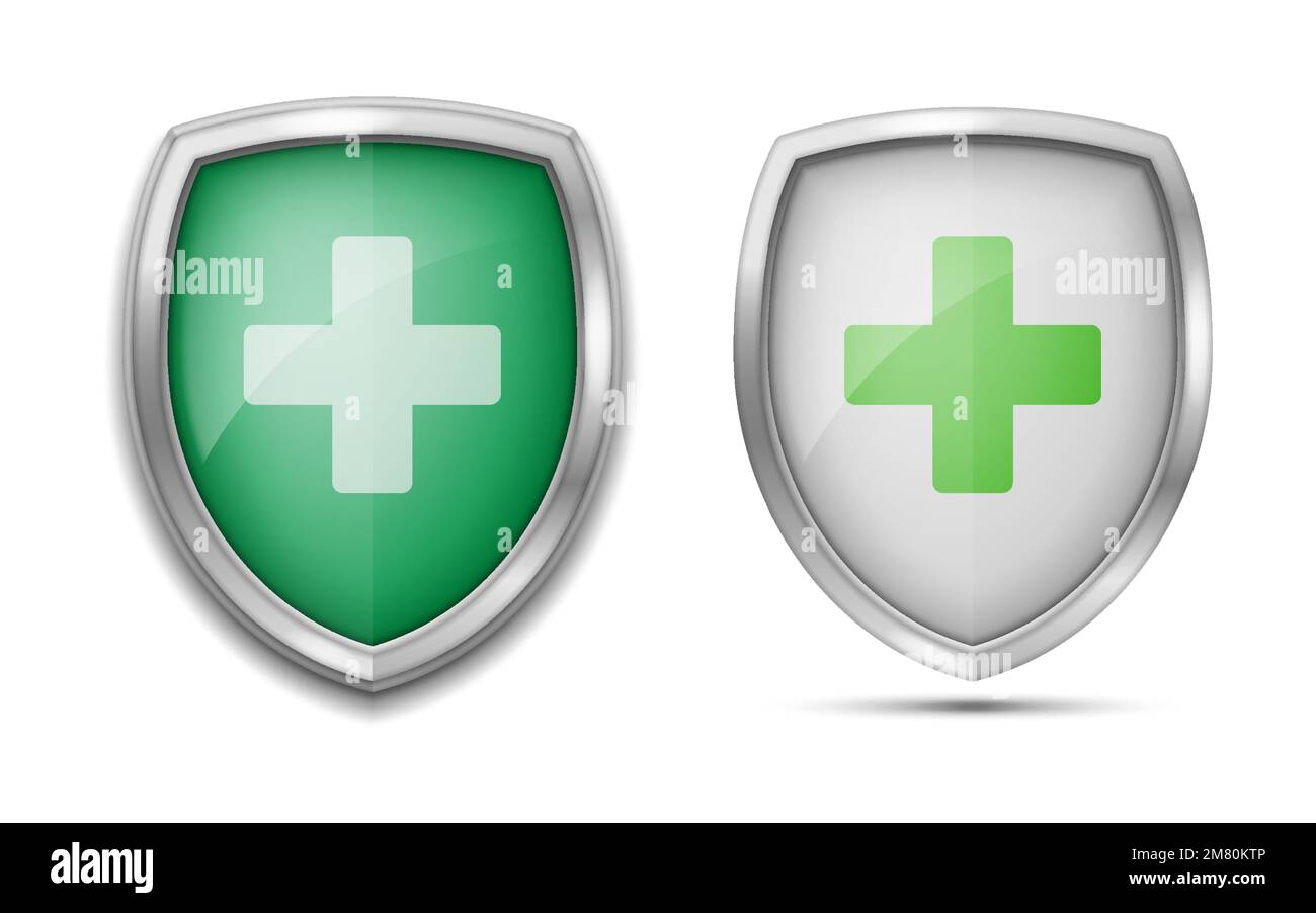 Medical health protection shield with cross. Healthcare medicine ...