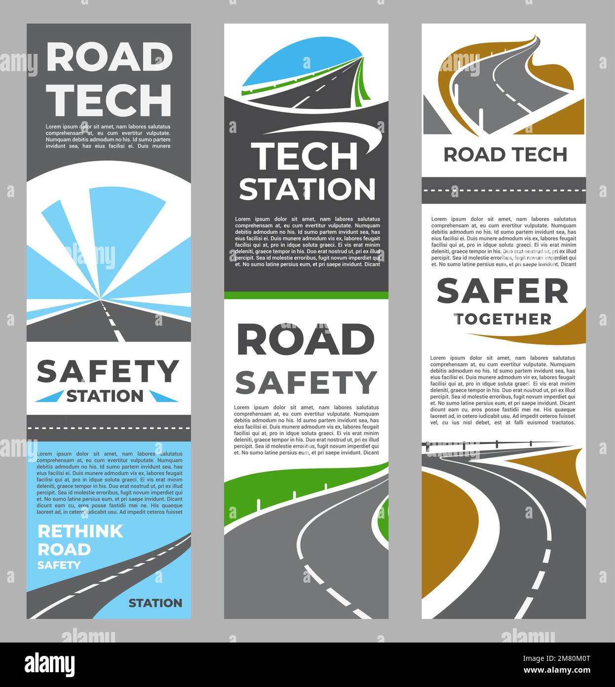 Safety roads industry banners. Driveway construction and service vector ...