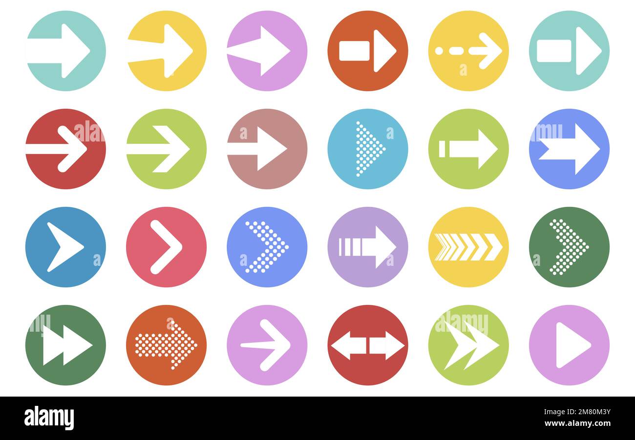 Arrow button icon set. Arrow icons on circle button. Vector ...