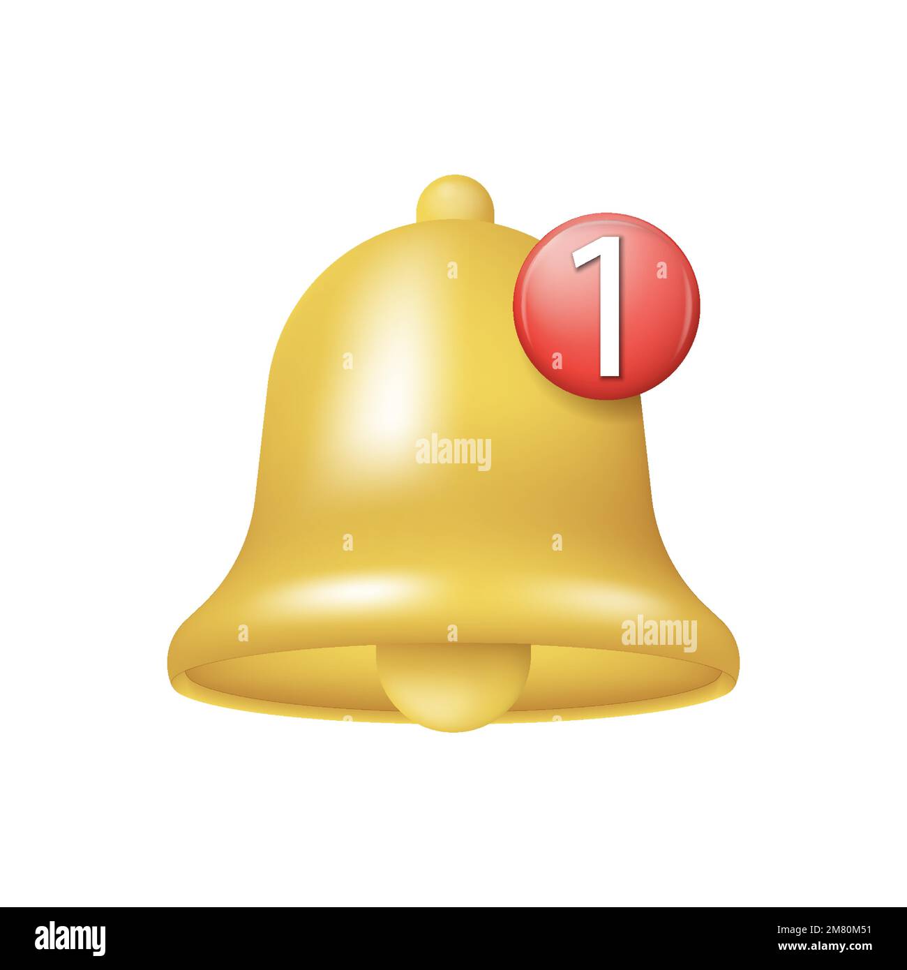 3d notification bell icon. Social media reminder. Realistic vector icon ...