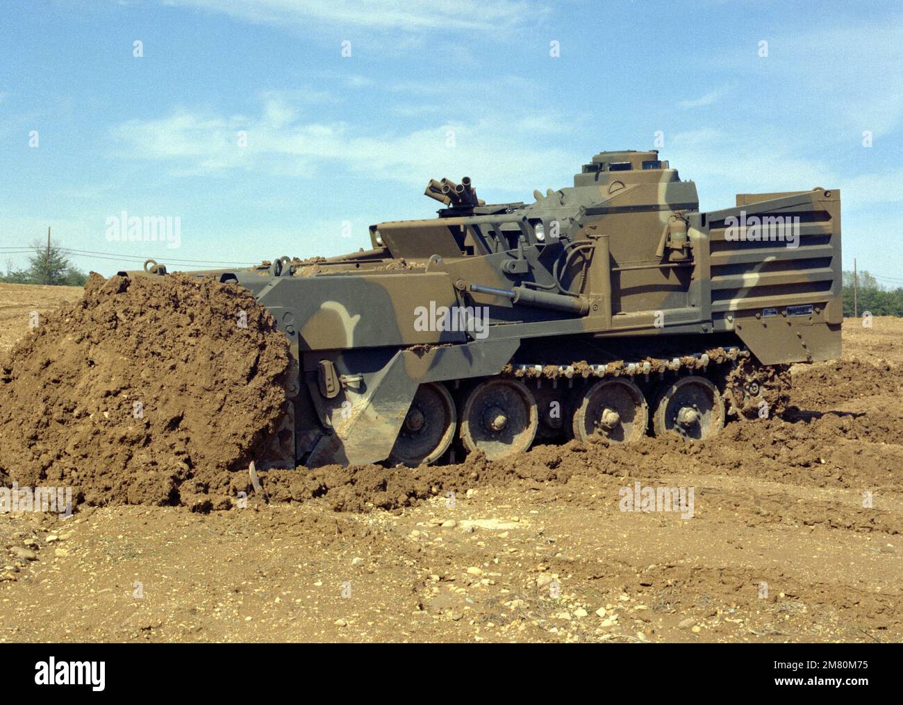 A left front view of an M-9 Armored Combat Earthmover (ACE) during a ...