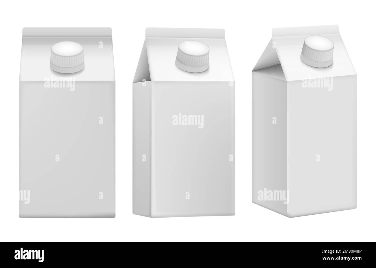 White carton pack template for beverage: juice, milk. Front and side ...