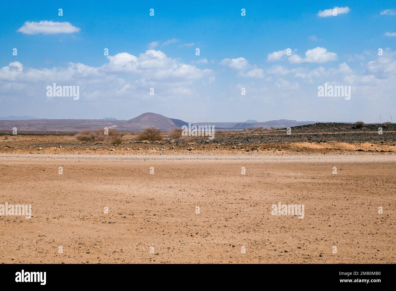 Scenic view of the panaramic desert landscapes in Loiyangalani in ...