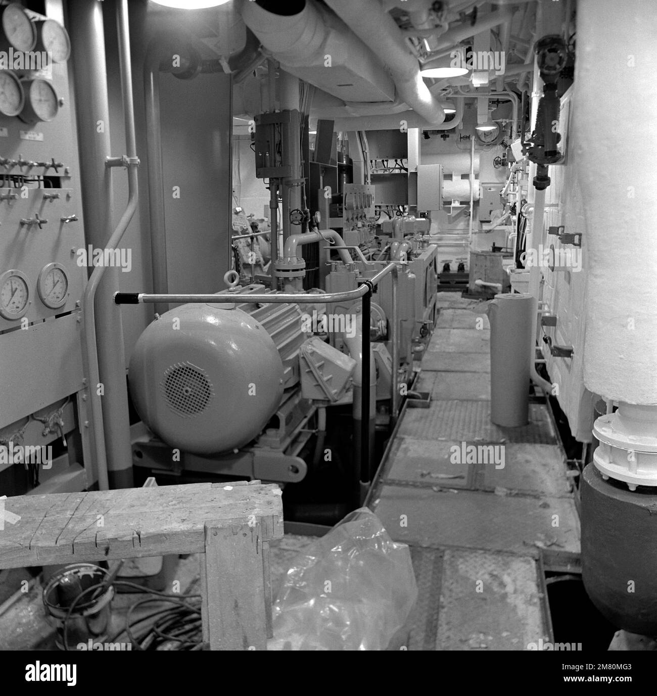 The lower level engine room aboard the guided missile frigate DE WERT ...