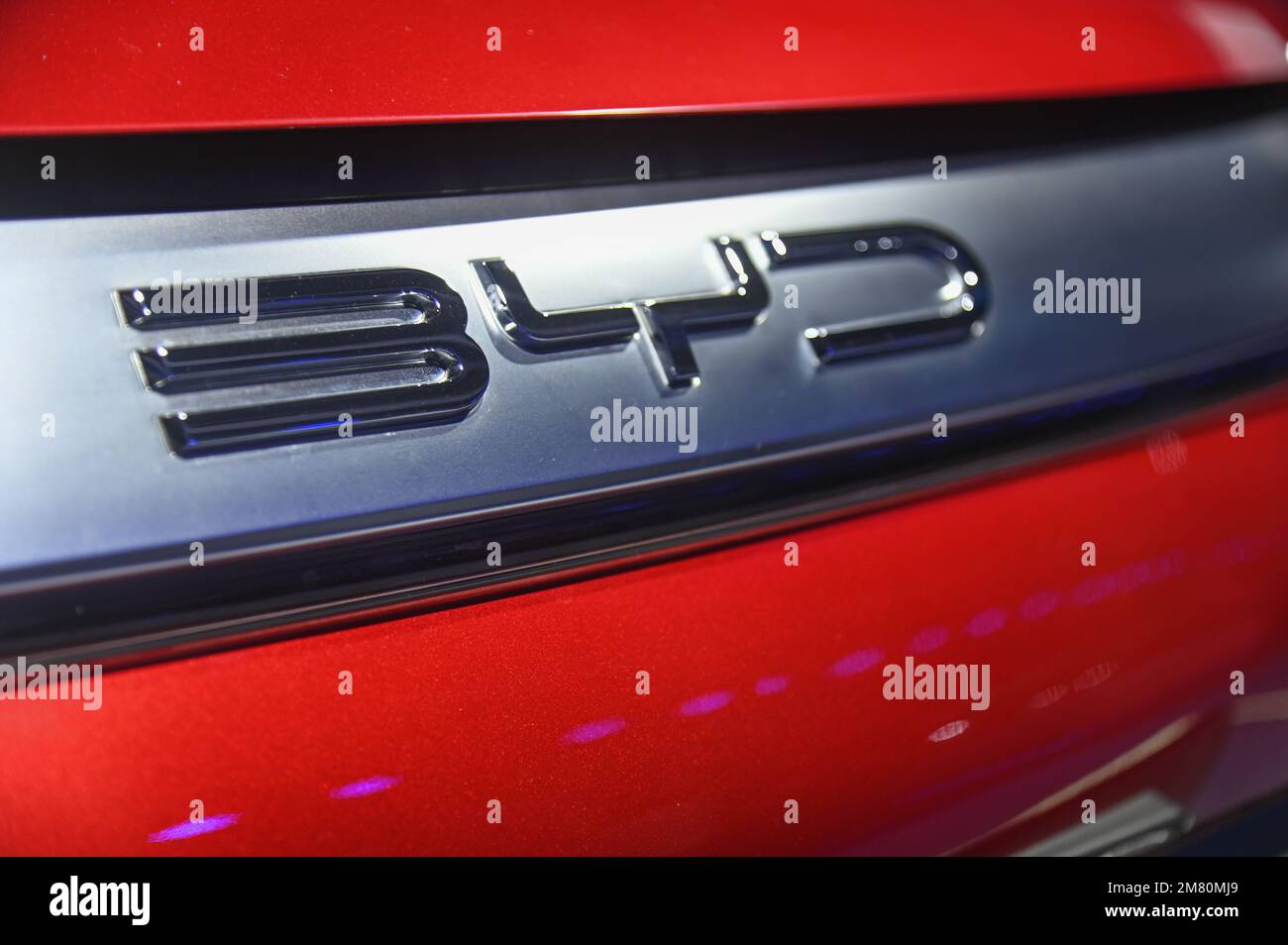 Greater Noida, Uttar Pradesh, India. 11th Jan, 2023. A logo of BYD Auto ...