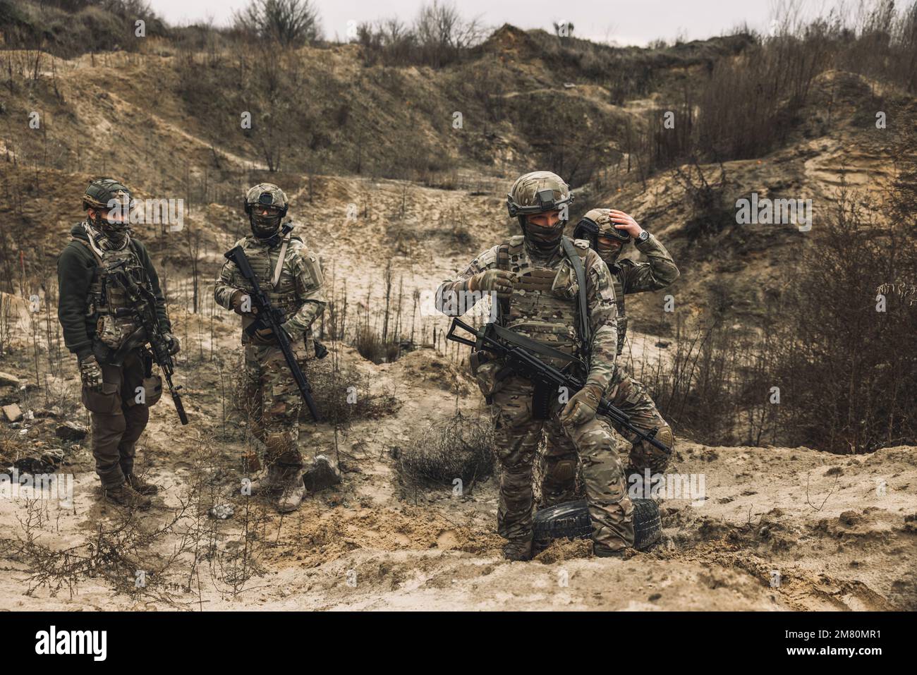 Group of soldiers on a shooting range Stock Photo - Alamy