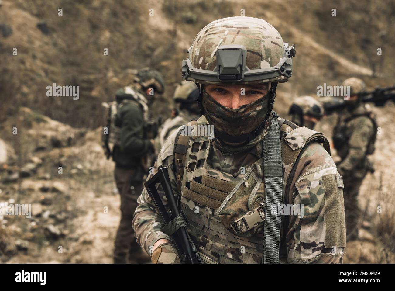 Group of soldiers on a shooting range Stock Photo - Alamy