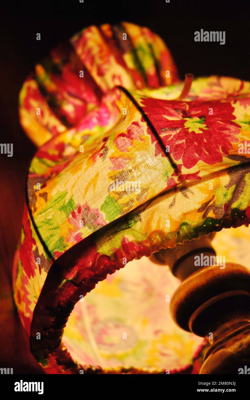 old bedside lamp covered with fabric Stock Photo - Alamy