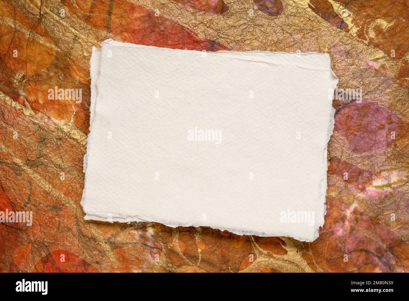 small sheet of blank white Khadi rag paper from South India against ...