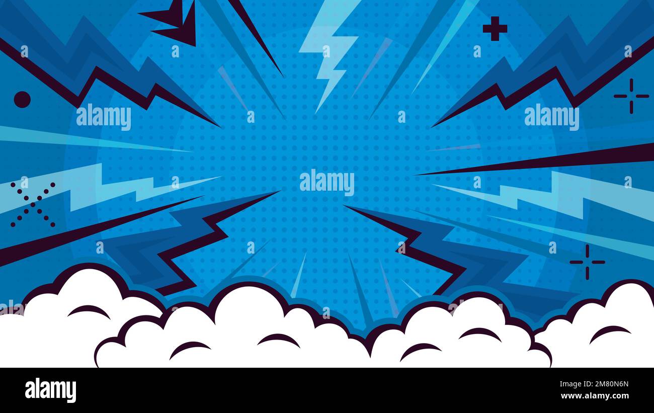 lightning explosion with cloud pop art retro comic style background ...