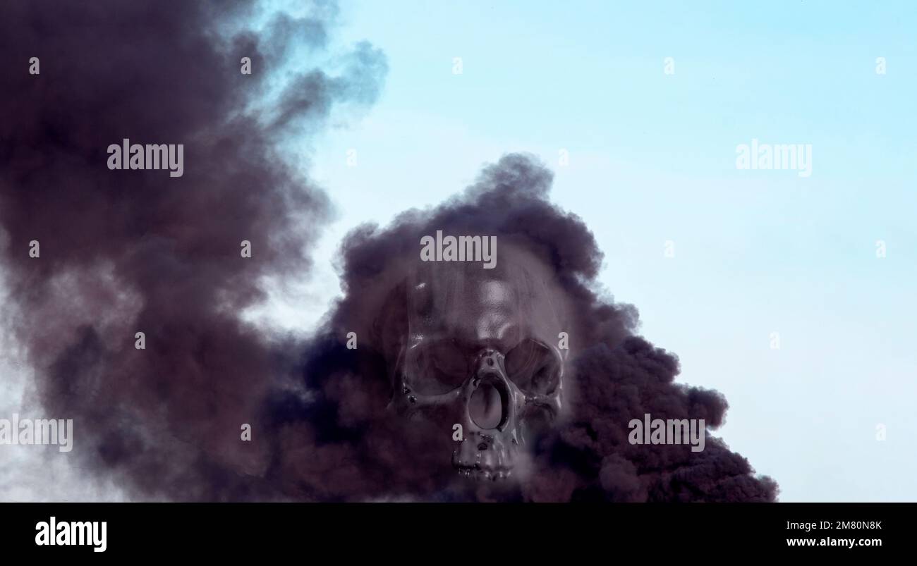 Black smoke, dark foggy clouds. Industrial smog, factory or factory air ...