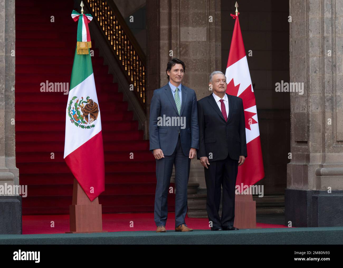 Prime Minister Justin Trudeau stands Mexican President Andres Manuel ...