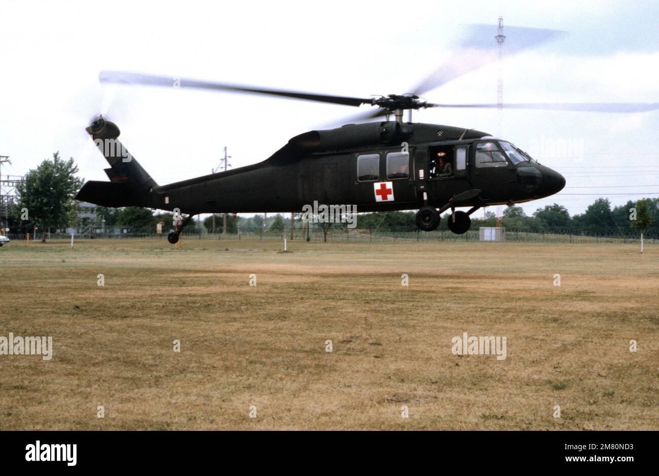 A UH-60A Black Hawk helicopter from the 57th Medical Detachment, Fort ...