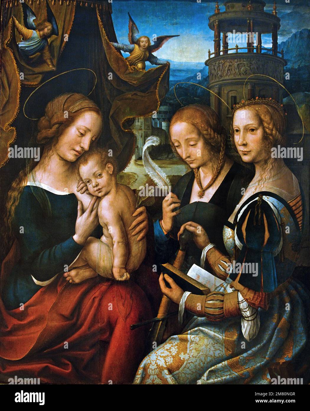 MADONNA AND CHILD WITH SAINTS BARBARA AND CATHERINE 1520 by Unknown Painter from Antwerp Belgian ...