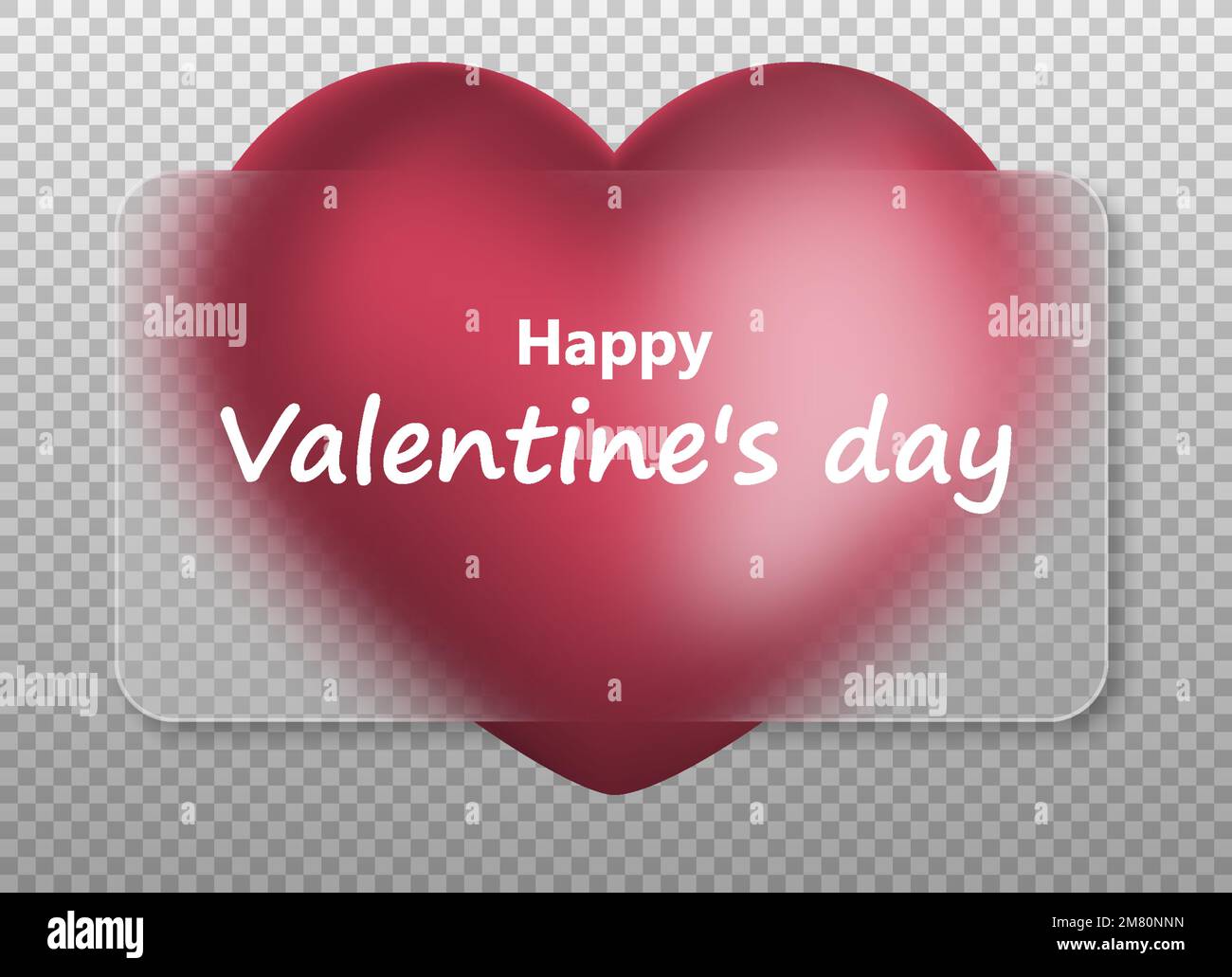 Blurred hearts. Transparent glass square card design. Valentines day ...