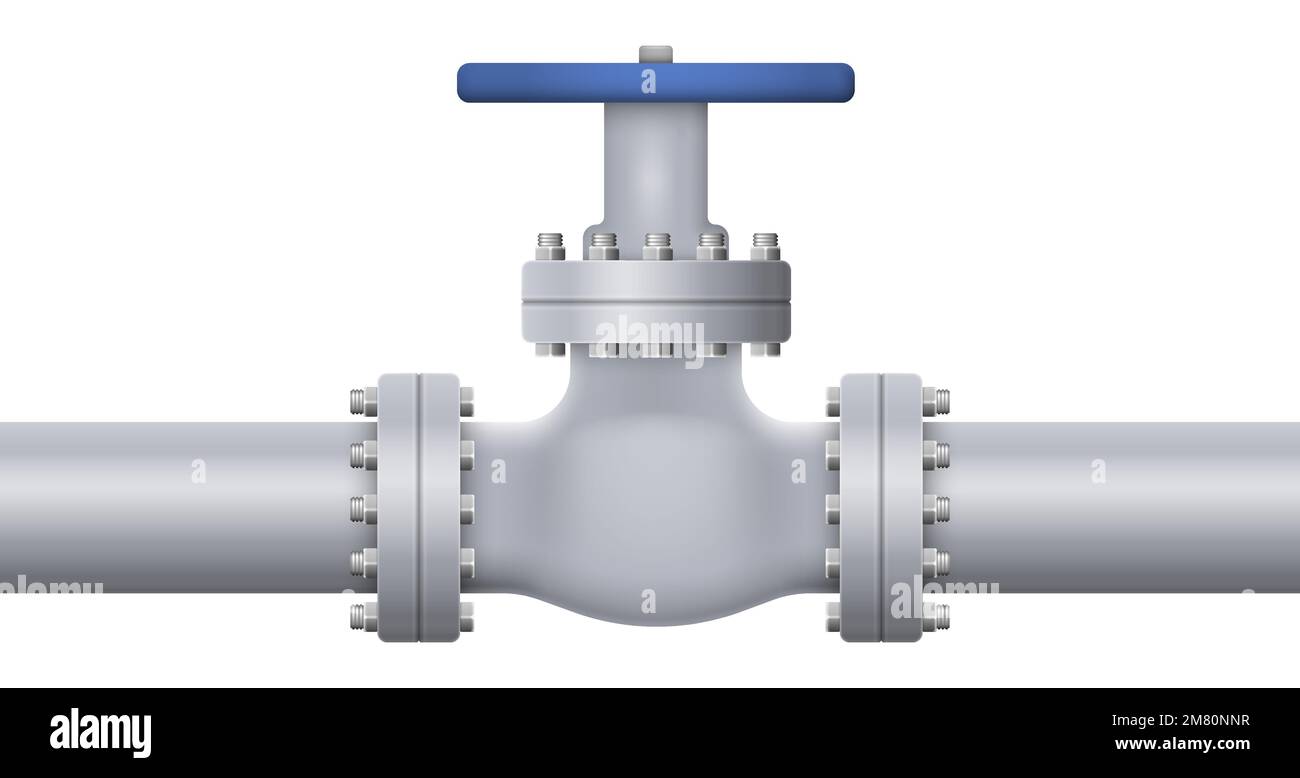 Oil, gas or water flowing through pipe. Pipeline construction with ...