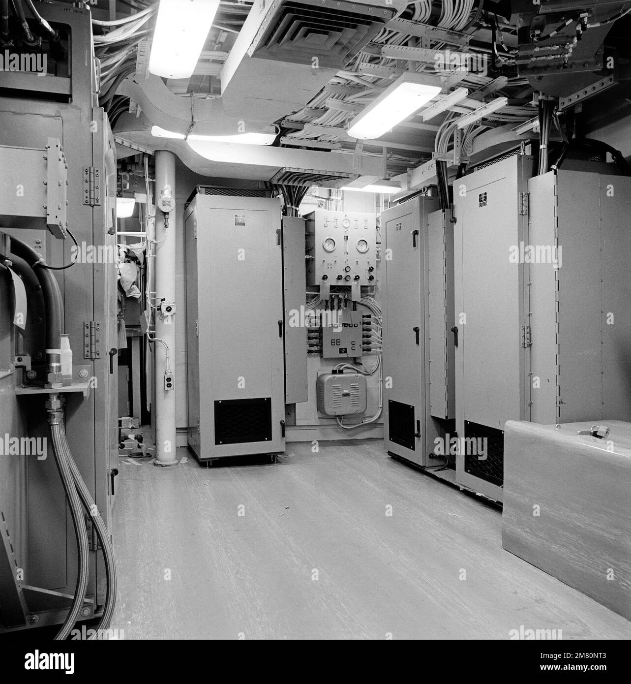 An interior view of the radar identification friend-or-foe and combat ...