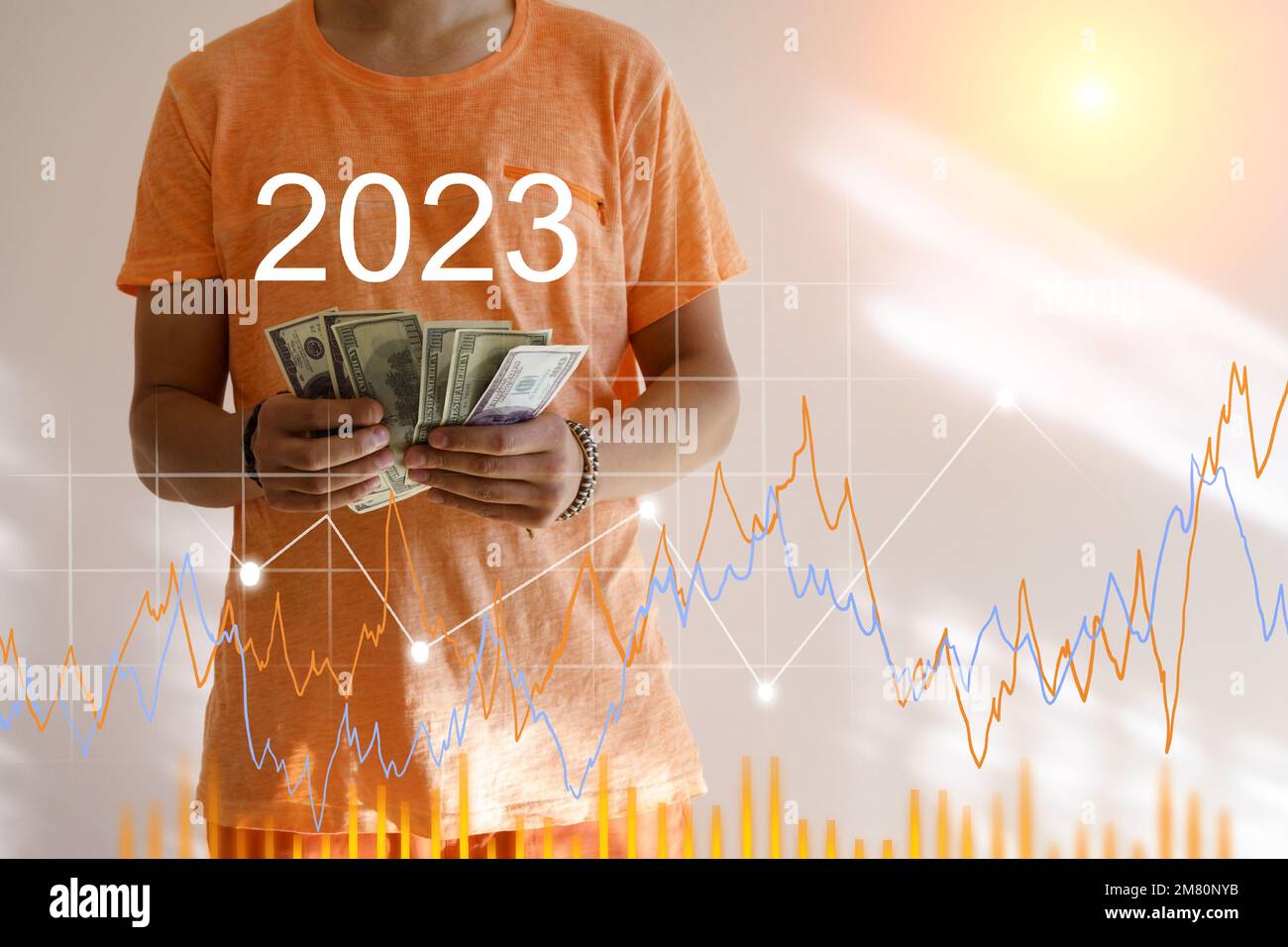 Holding money cash. Financial success, profit and wealth concept ...