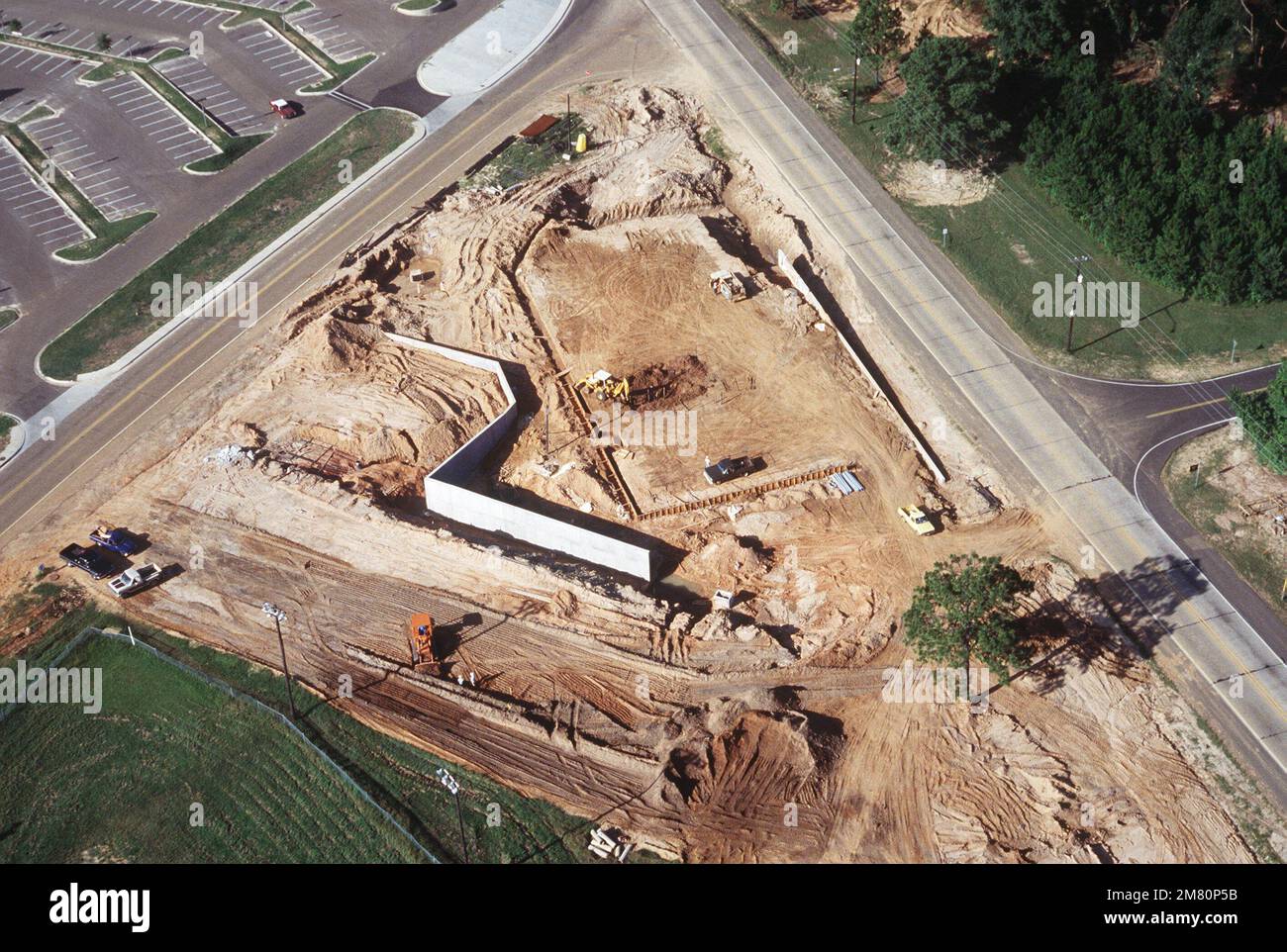 An aerial view of the construction site for the Battalion Headquarters ...