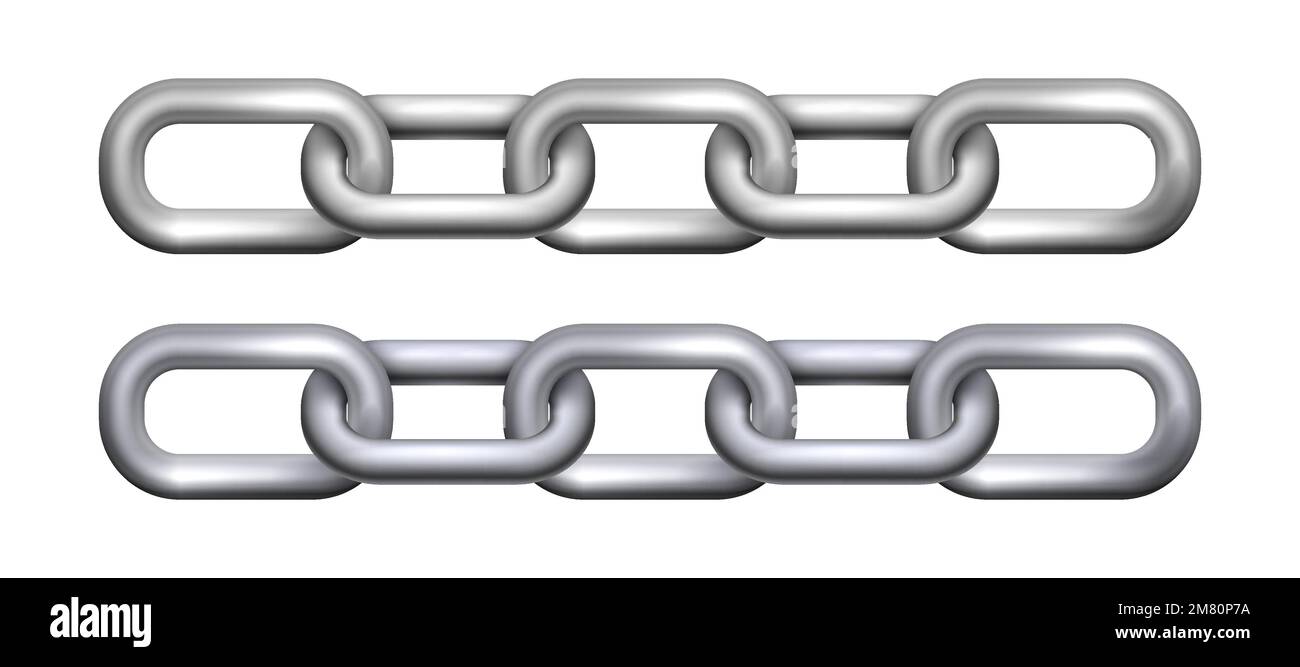 Realistic metal chain with silver links. Vector illustration. Eps 10 ...