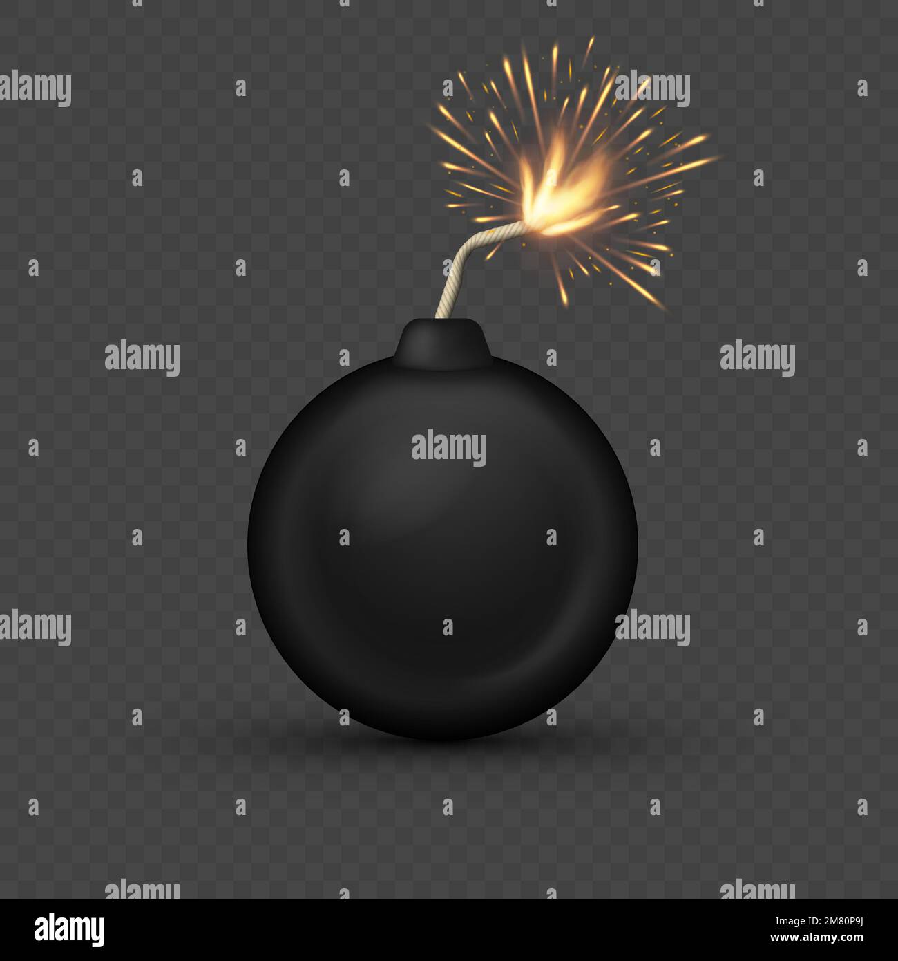 Burning fuse black bomb. Bomb with spark. Vector illustration. Eps 10 ...
