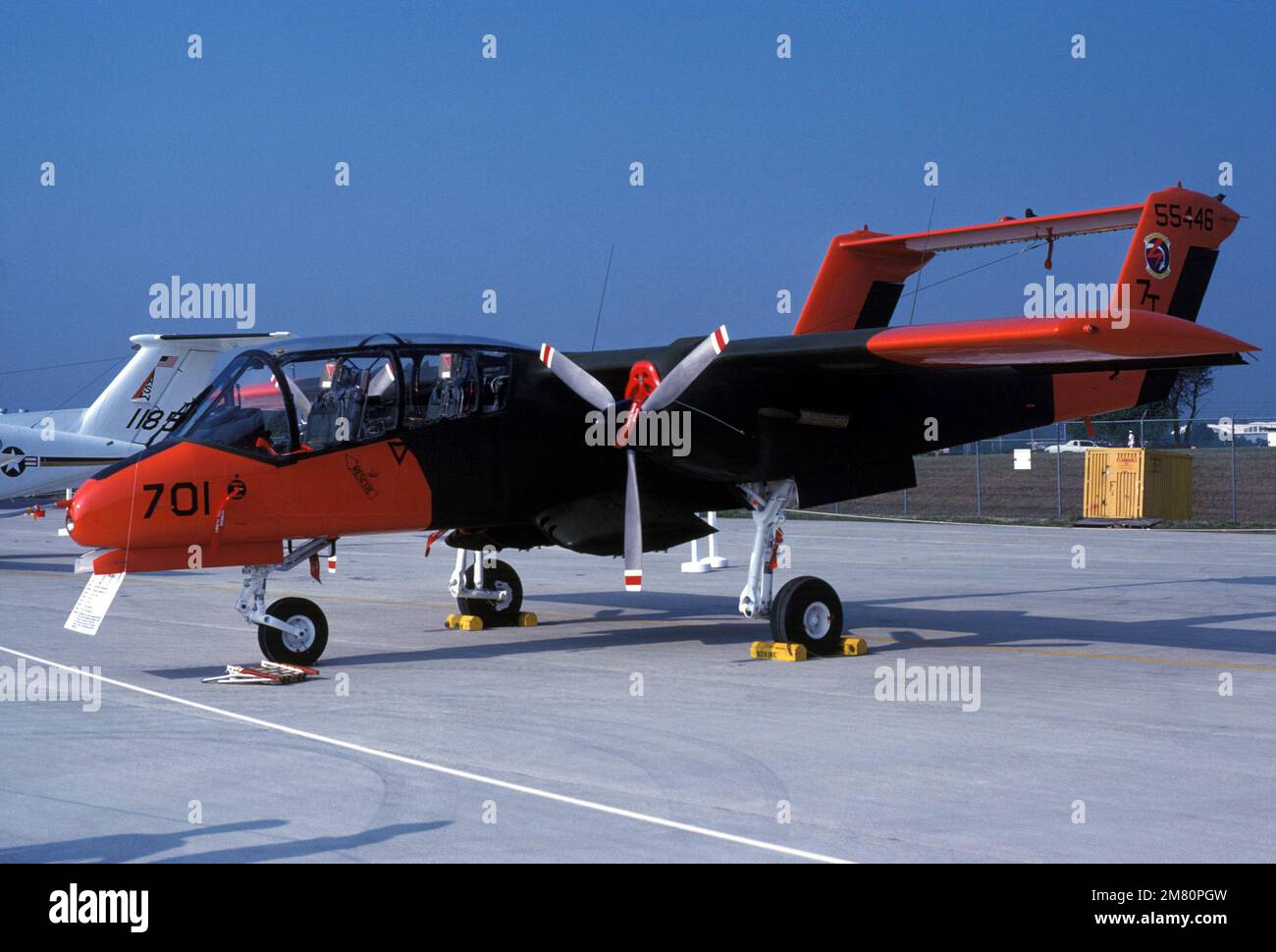 A left side view of an OV-10 Bronco aircraft on display during the open ...
