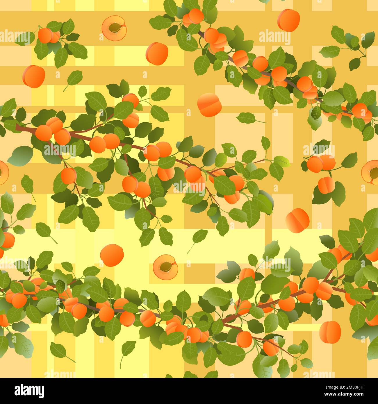 Branch fresh yellow cherry Stock Vector Images - Alamy