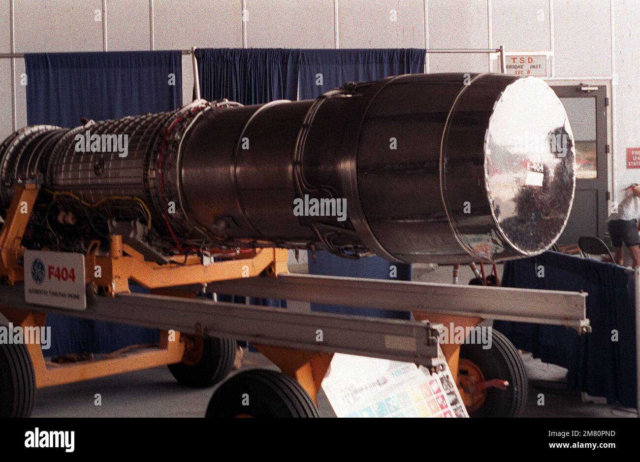 A view of the General Electric F404 Turbofan engine on display during ...