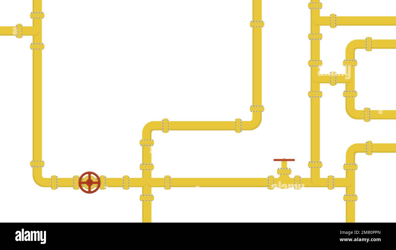 Industrial background with pipeline. Oil, water or gas pipeline with ...